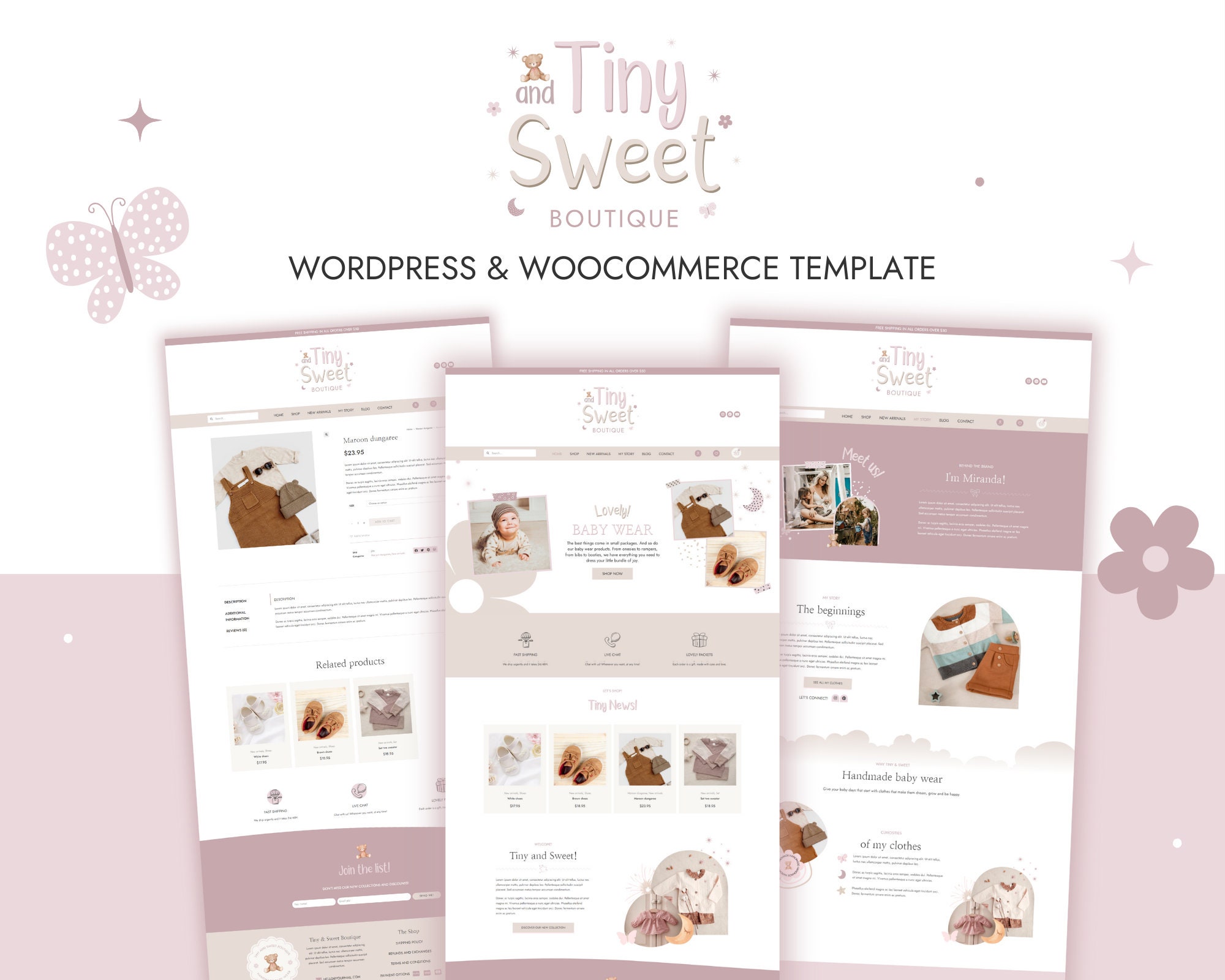 Tiny And Sweet Woocommerce Template Wordpress Ecommerce Elementor Pro Templates Kit Etsy
