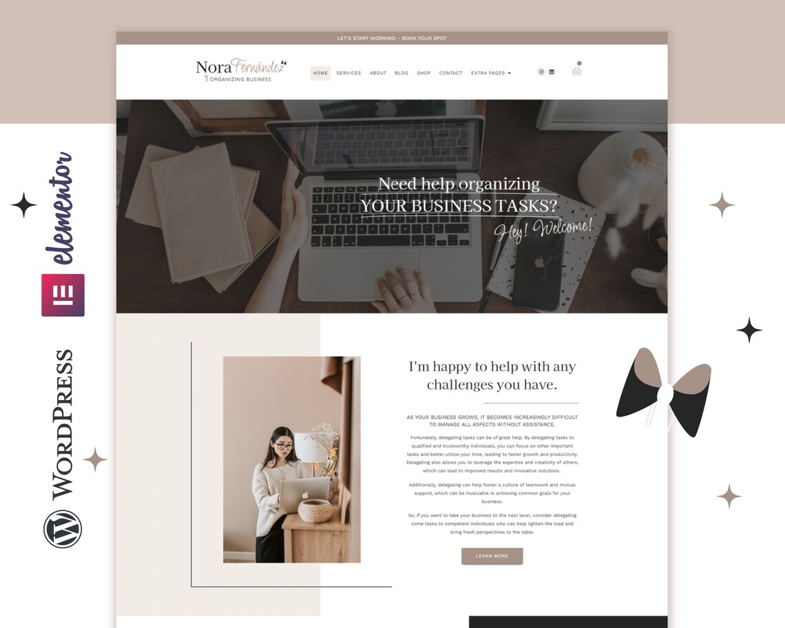 Nora Recolor Wordpress Website Template Elementor Pro - Etsy