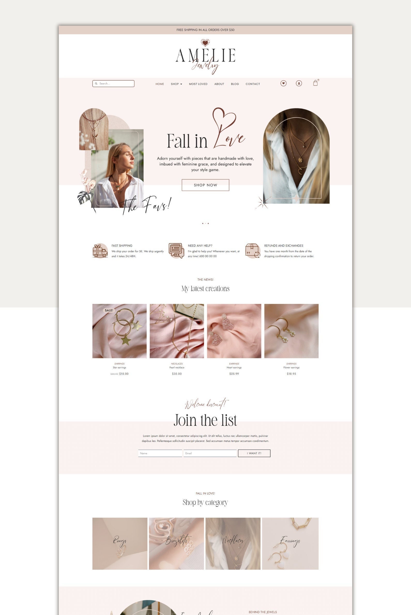 Amelie Woocommerce Template Wordpress Ecommerce Elementor Pro Templates Kit Etsy