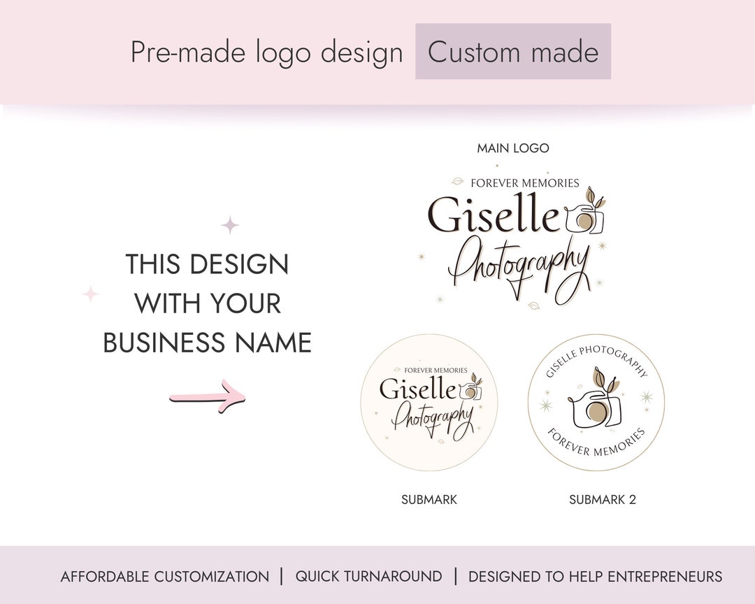 Giselle Pre-made Logo Design Custom Made Photography Logo Design ...