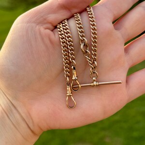 9ct Solid Gold Antique Graduated Curb Albert Watch Chain 16 3/4 33g ...