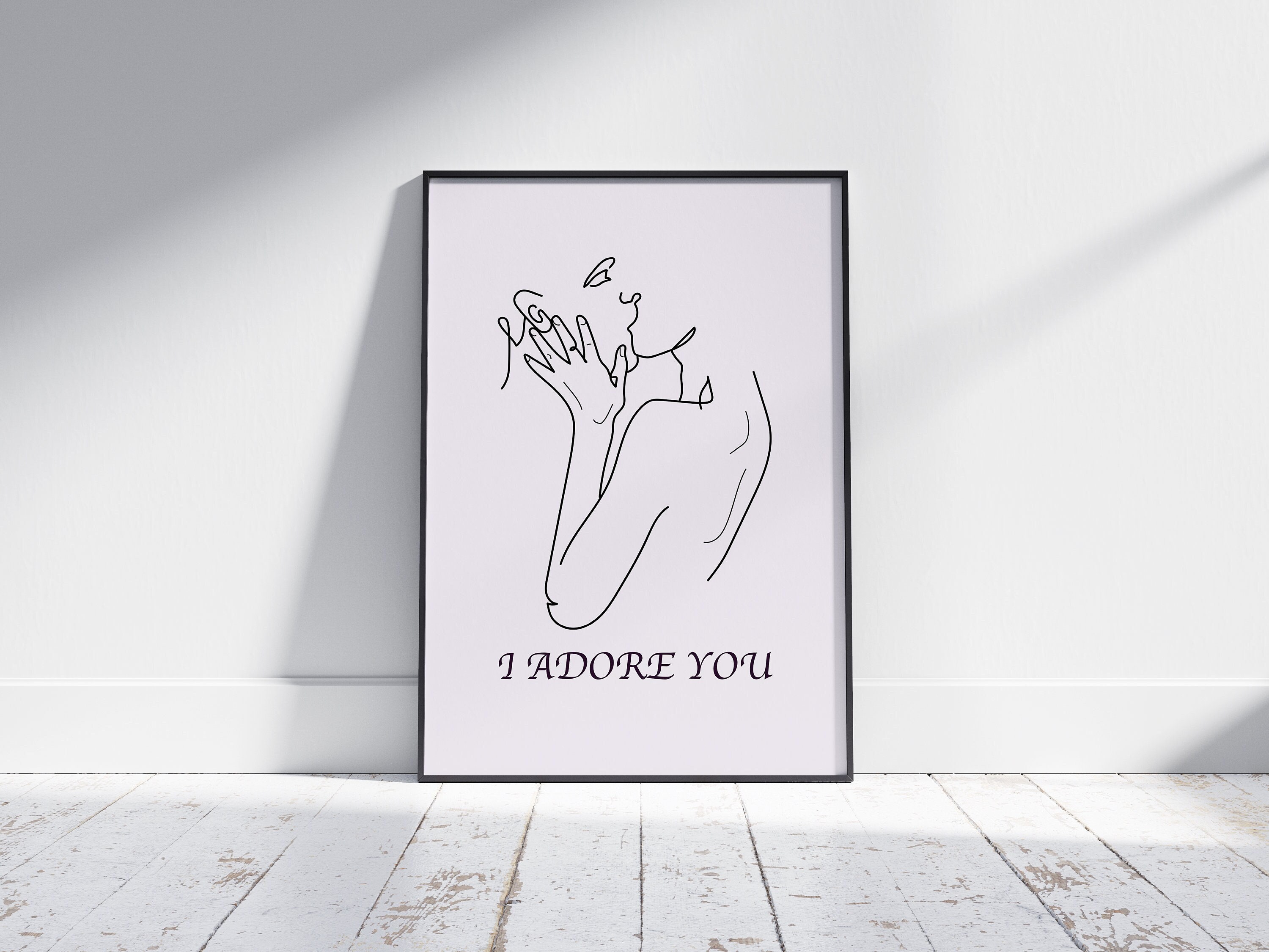 Romantic Couple Kissing Poster 'I Adore You' Print - Etsy