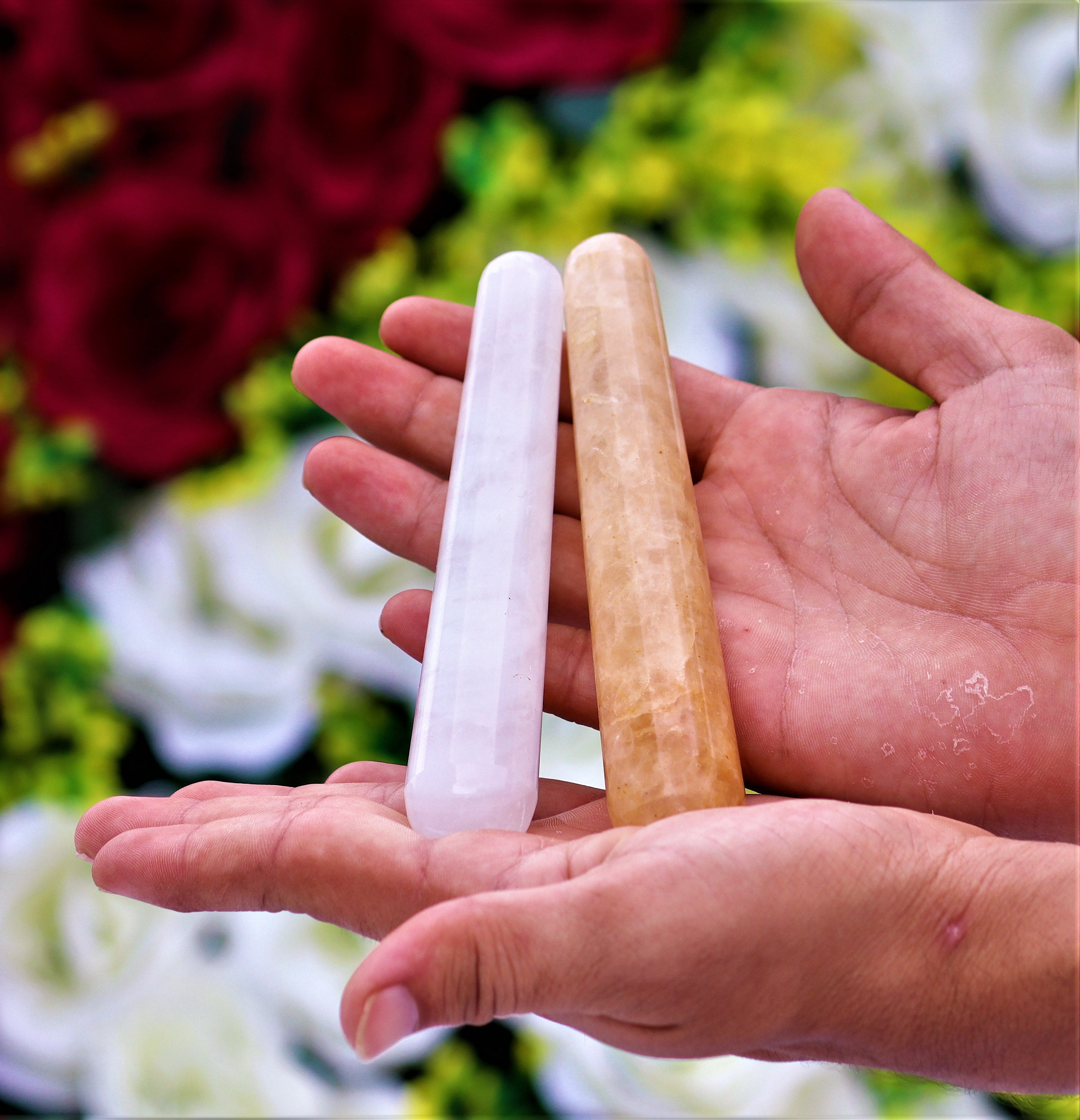 Polished 2 X Piece Golden Quartz and White Petalite Crystal Healing ...