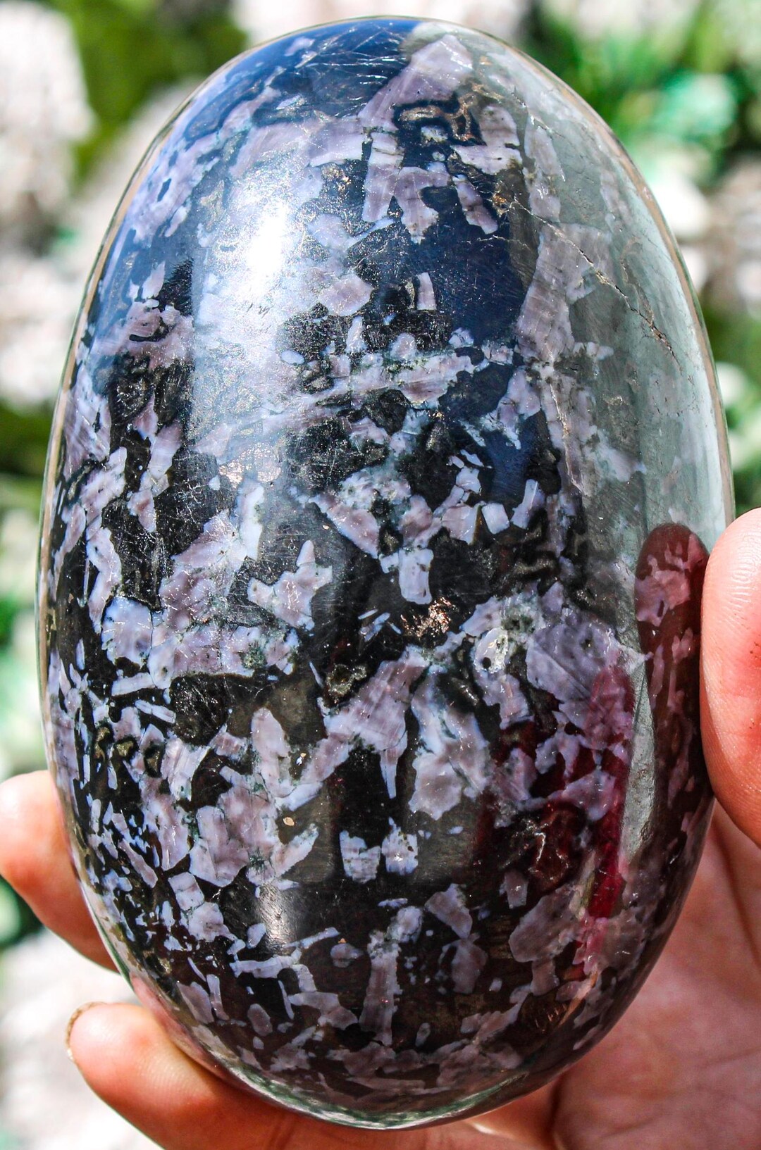 Large 115MM Indigo Gabbro Crystal Stone Lingam Healing Chakras Reiki Charged Metaphysical ...