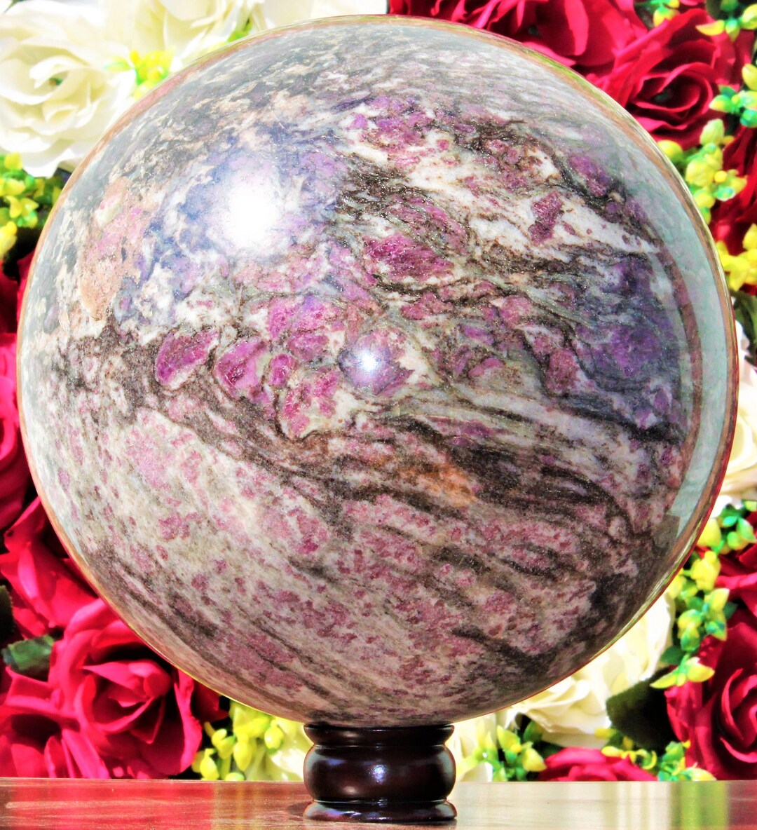 Polished 255MM Pink Ruby Corundum Matrix Crystal Healing Chakras ...