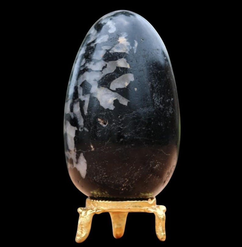 80MM Black Tourmaline Crystal Egg: Polished Metaphysical Healing Stone ...