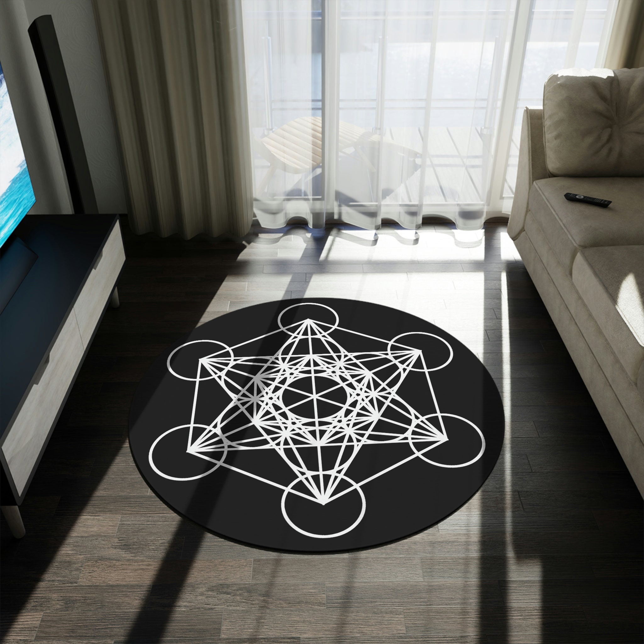 Archangel Metatron Cube Grid Round Carpet Hermetic Rosicrucian Esoteric ...