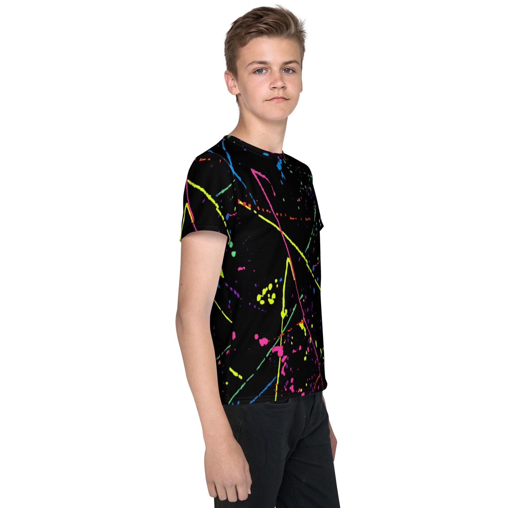 Kids Shirt Neon Shirt Splatter Paint Splatter Rainbow Kawaii - Etsy