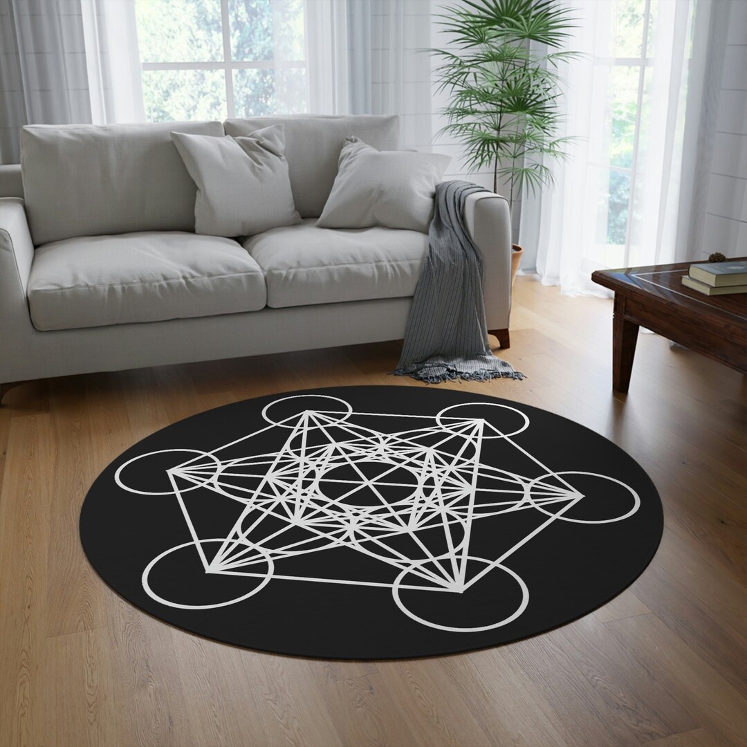 Archangel Metatron Cube Grid Round Carpet Hermetic Rosicrucian Esoteric ...