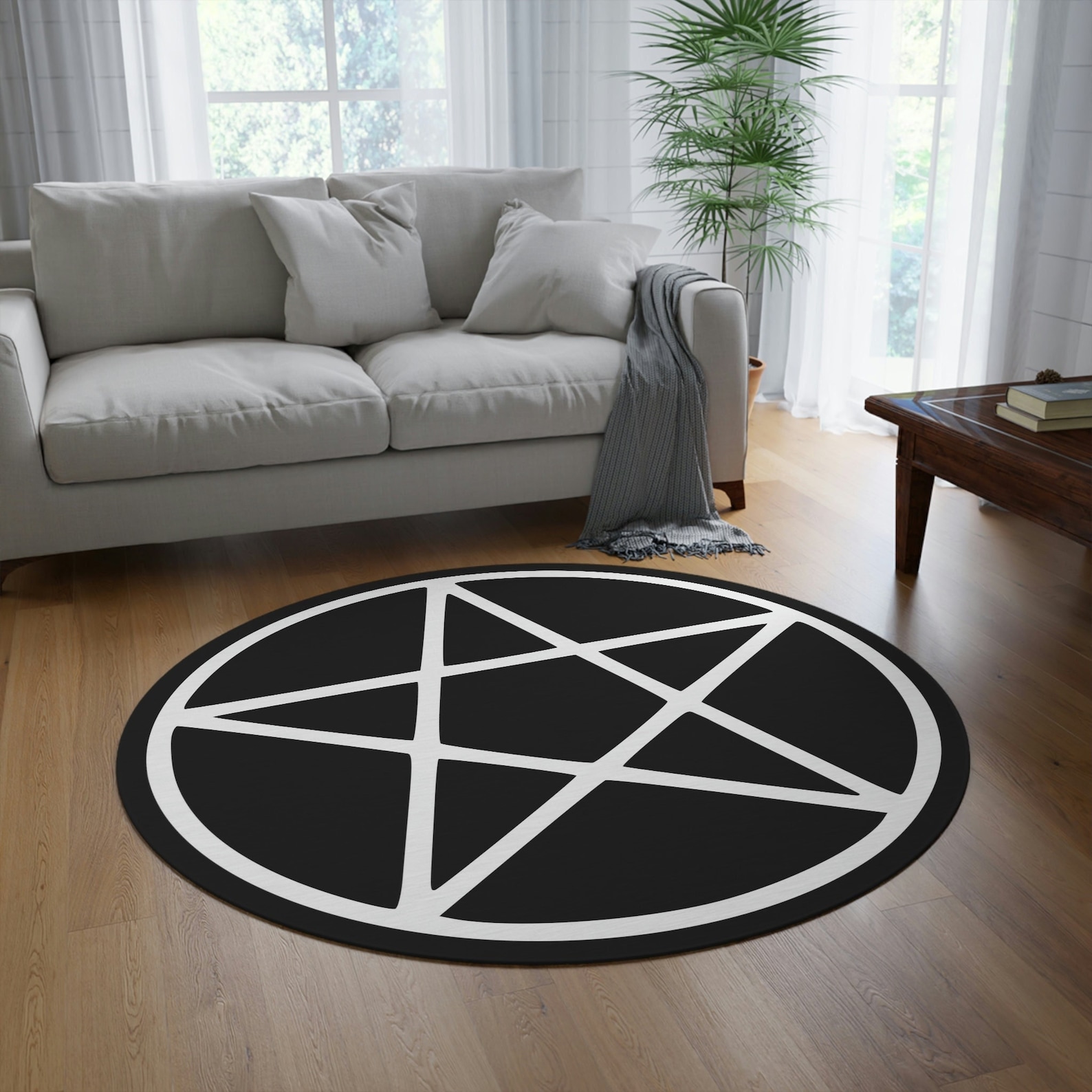 Pentacle Sigils Inverted Pentagram Round Carpet Magic Circle Occult ...