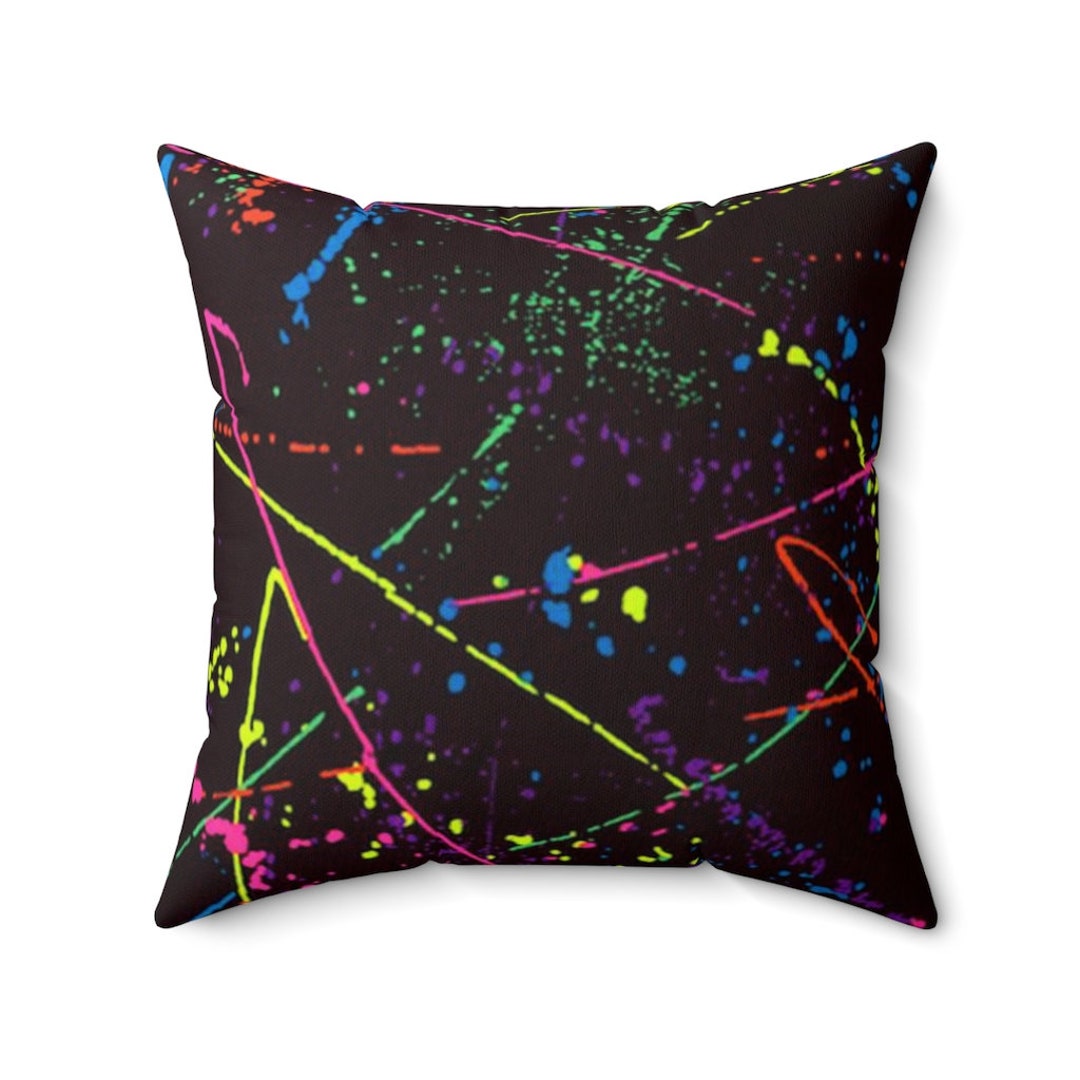 Retro Decor 80s Paint Splatter Paint Throw Pillow Accent - Etsy