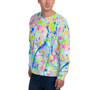 Paint Splatter Crew Neck Sweatshirt Retro Jumper Fleece Pullover ...