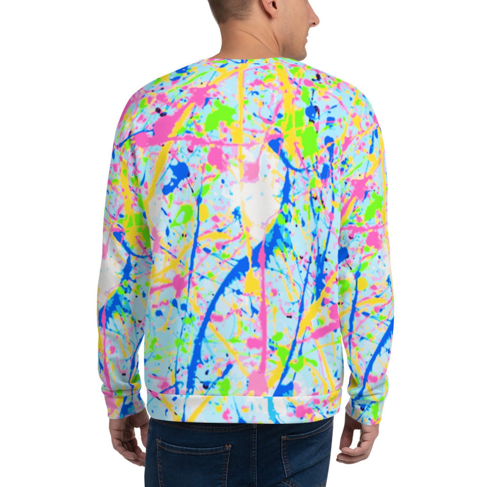 Paint Splatter Crew Neck Sweatshirt Retro Jumper Fleece Pullover ...