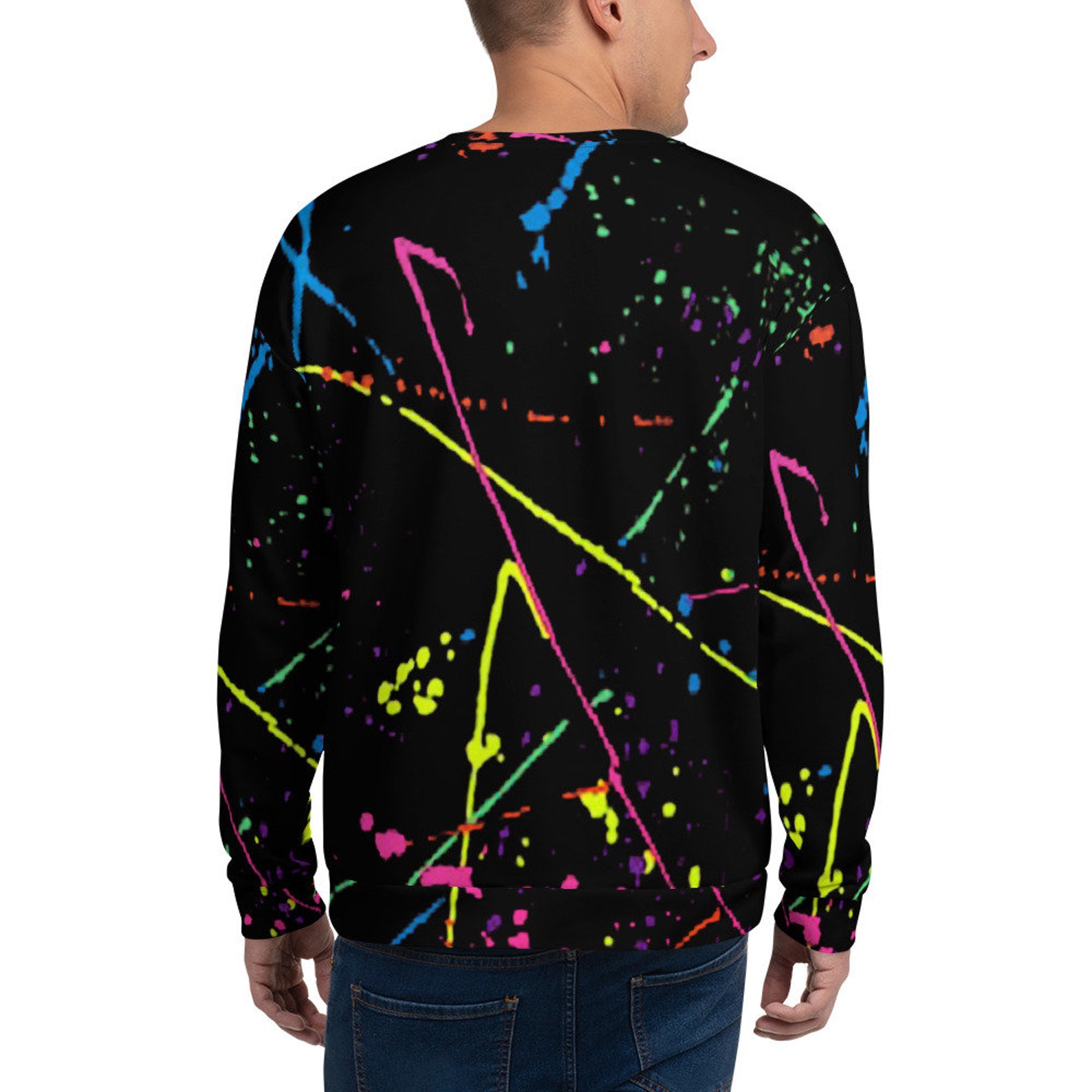 Paint Splatter Crew Neck Sweatshirt Retro Jumper Fleece - Etsy