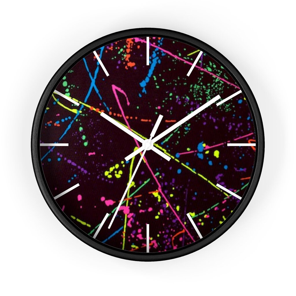 Paint Splatter Retro Wall Clock Retro Clock Large Wall Clock - Etsy