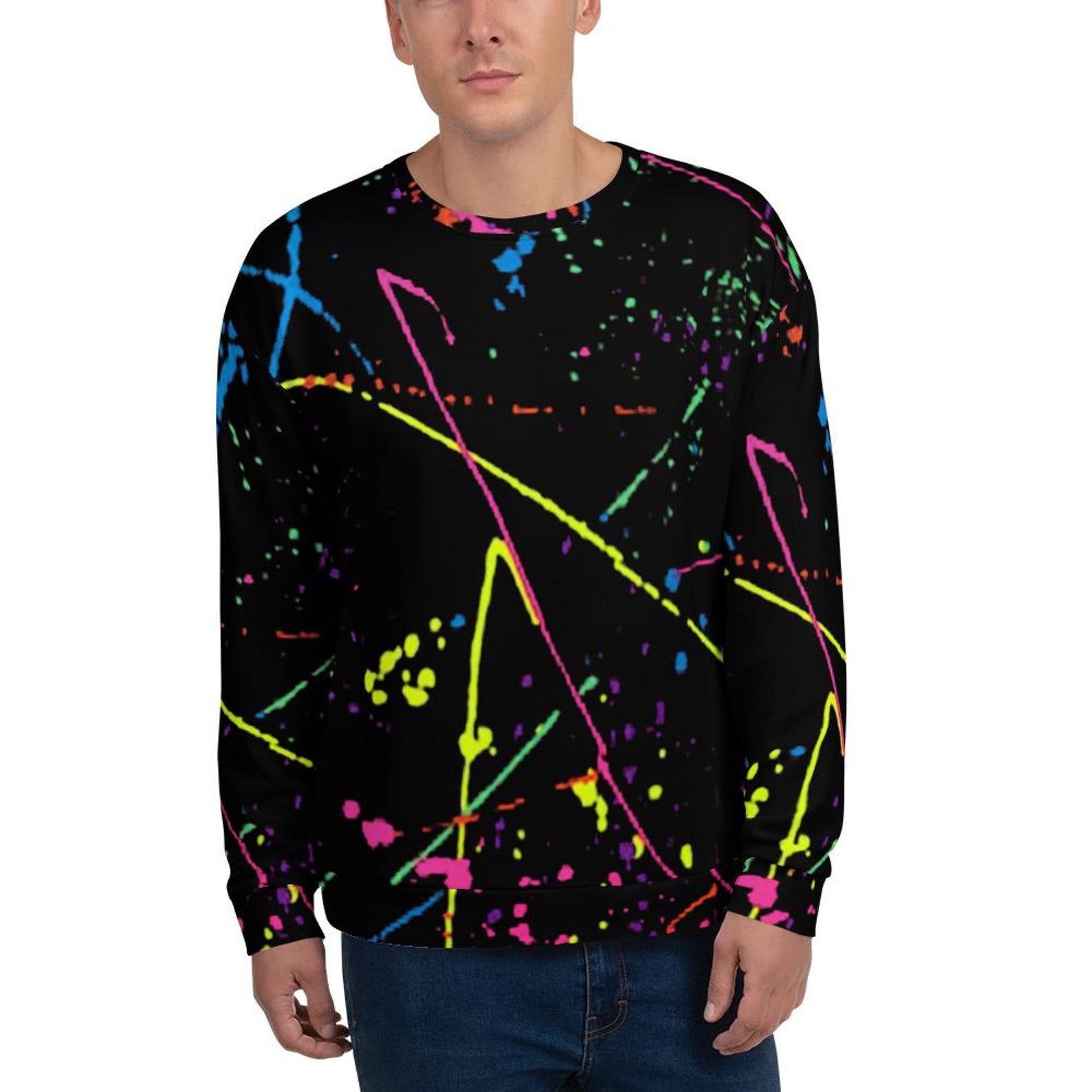 Paint Splatter Crew Neck Sweatshirt Retro Jumper Fleece Pullover ...