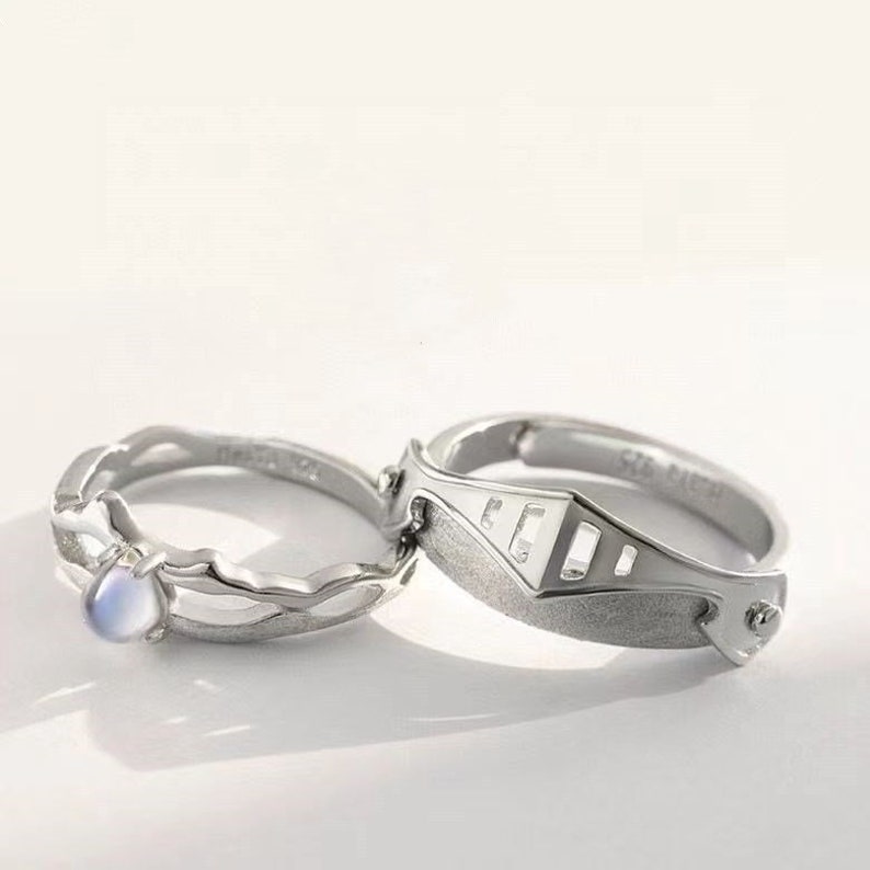 Princess and Knight Couple Rings, Minimalist Adjustable Promise Rings ...