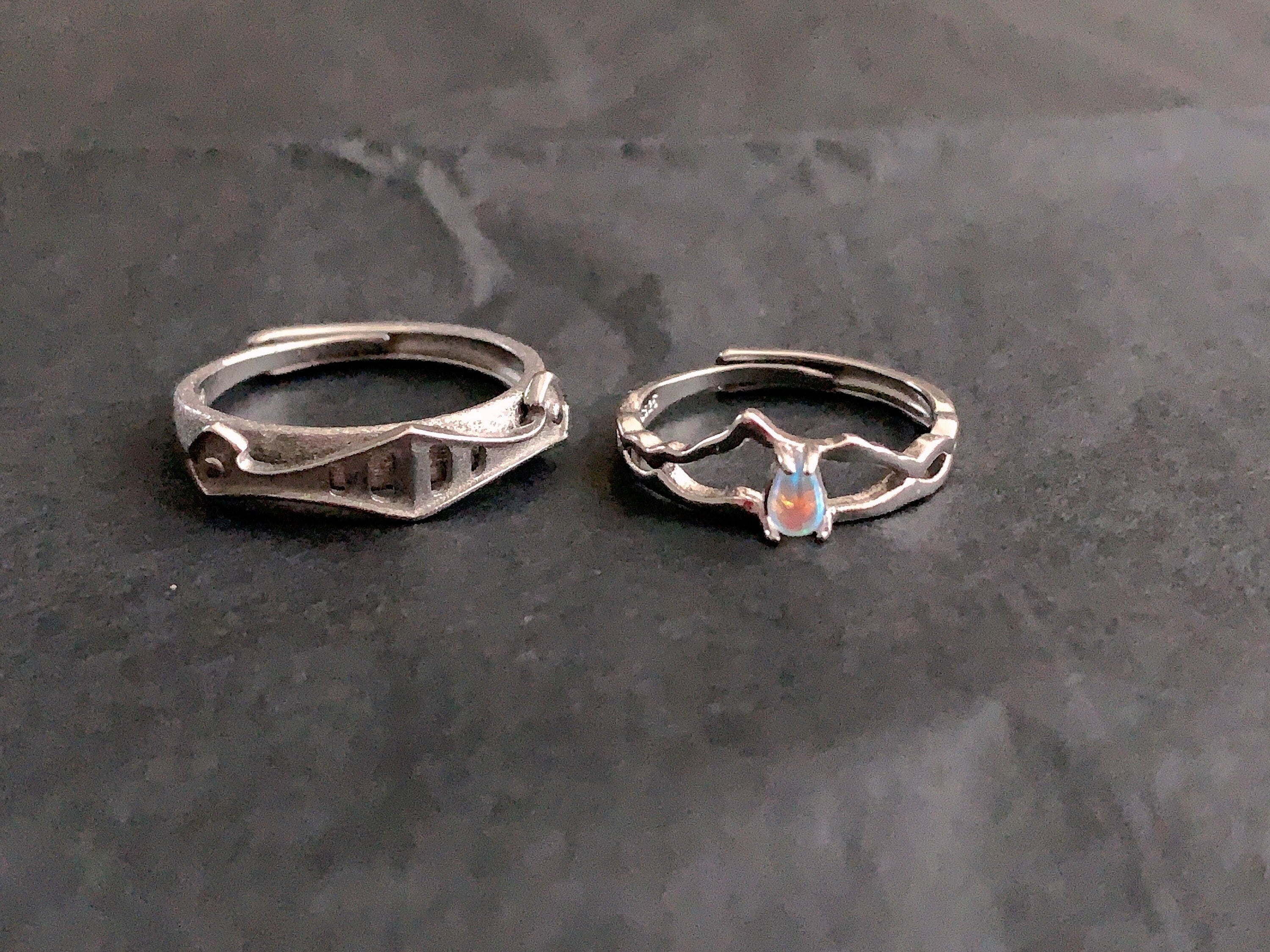 Princess and Knight Couple Rings, Minimalist Adjustable Promise Rings ...