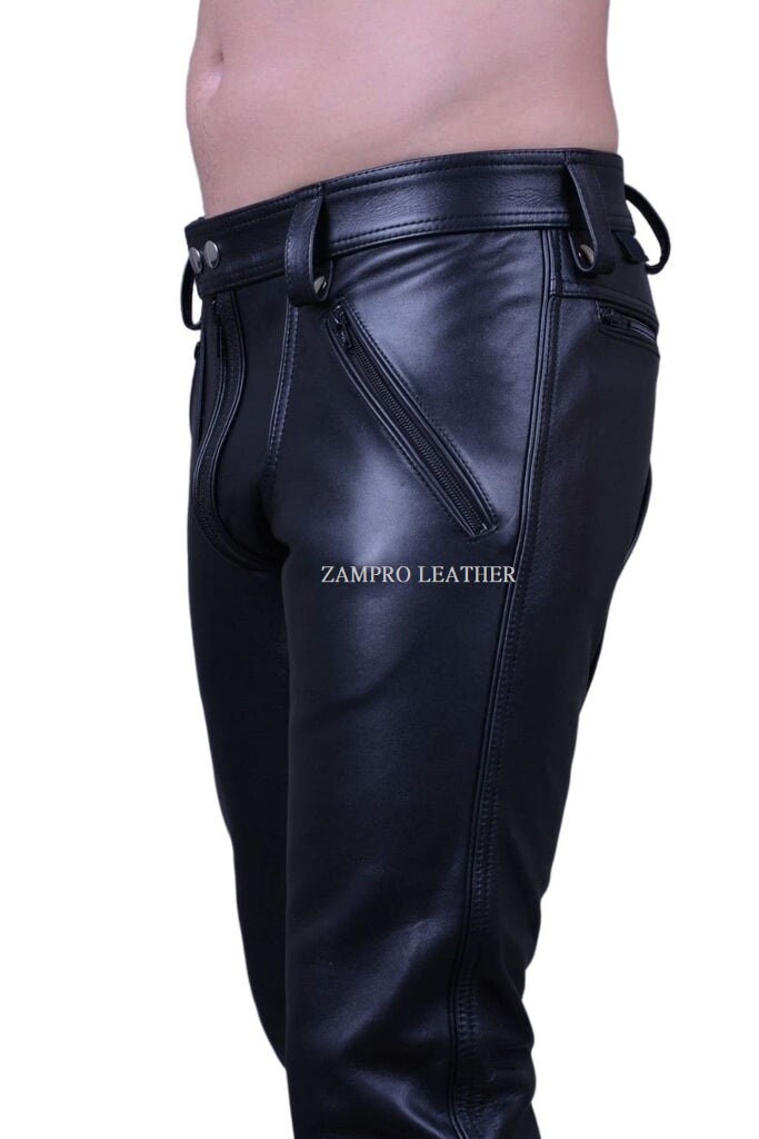 Men's Real Leather Pants Black Punk Kink Jeans Pants BLUF - Etsy