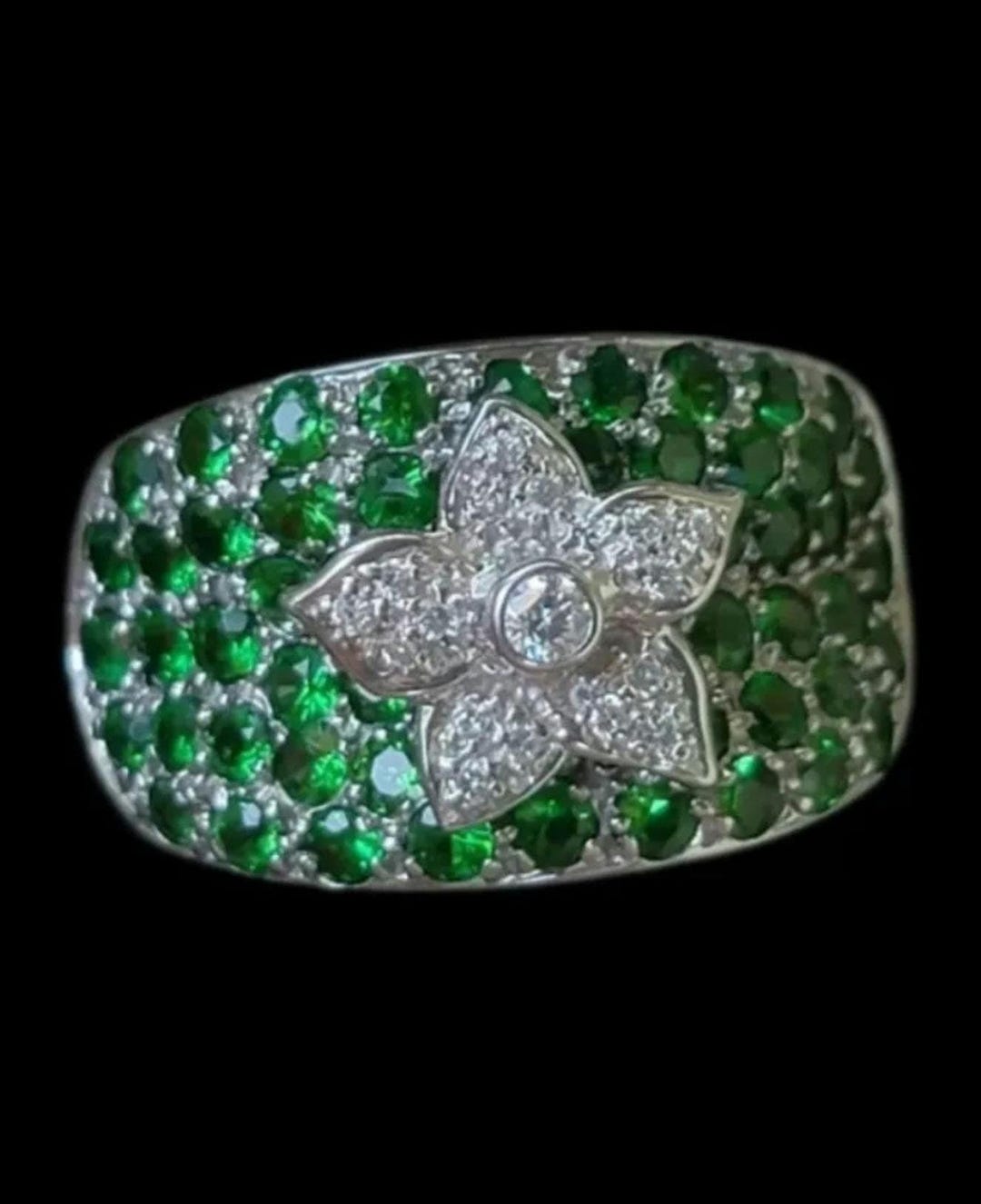 Sonia Bitton 14k Gold Tsavorite Diamond Flower Ring-estate 12g - Etsy