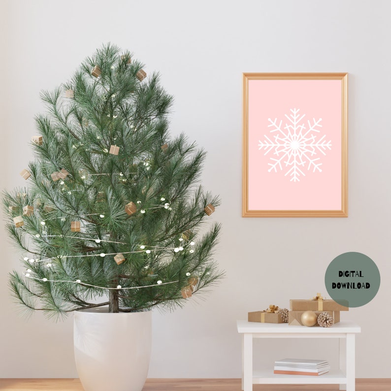 Pink Christmas Poster, Pink Christmas Decor, Retro Sign, Gallery Wall ...