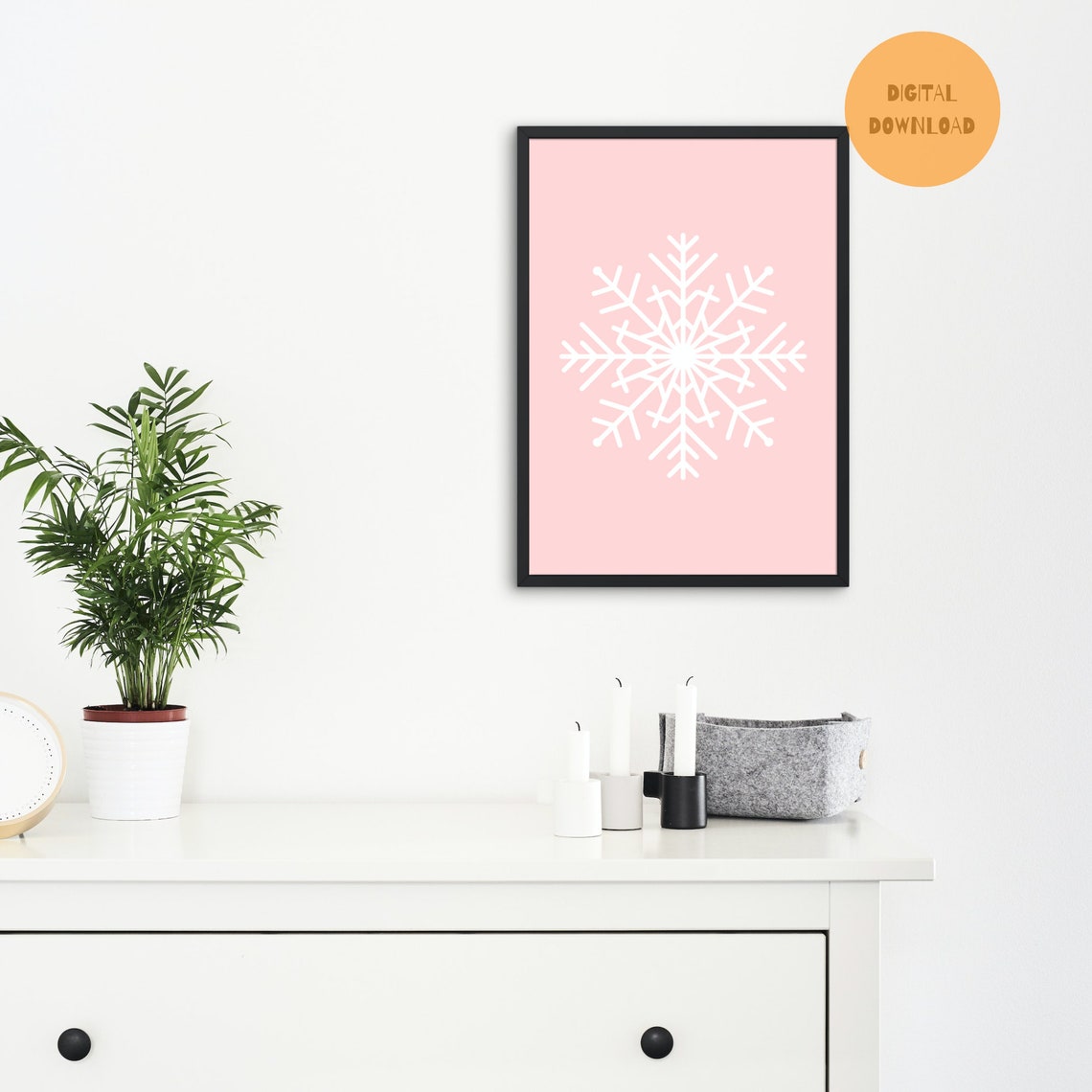 Pink Christmas Poster, Pink Christmas Decor, Retro Sign, Gallery Wall ...