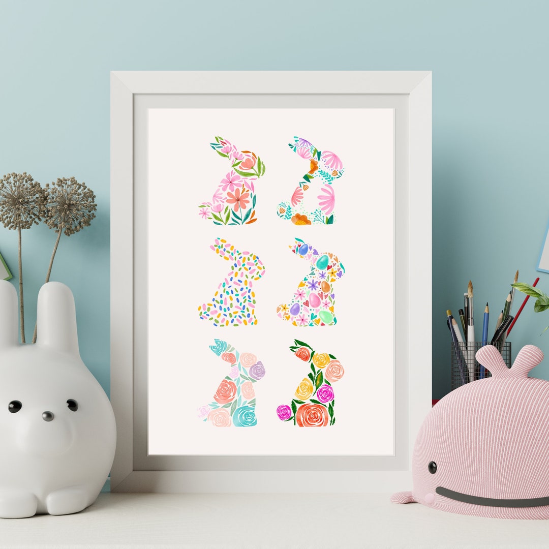 Easter Print, Cute Bunnies Printable, Kids Easter Decor,easter Party ...