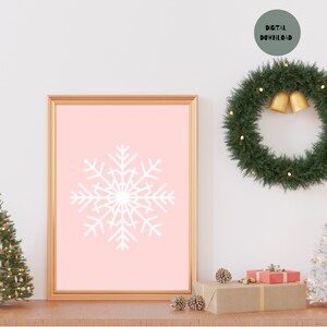 Pink Christmas Poster, Pink Christmas Decor, Retro Sign, Gallery Wall ...
