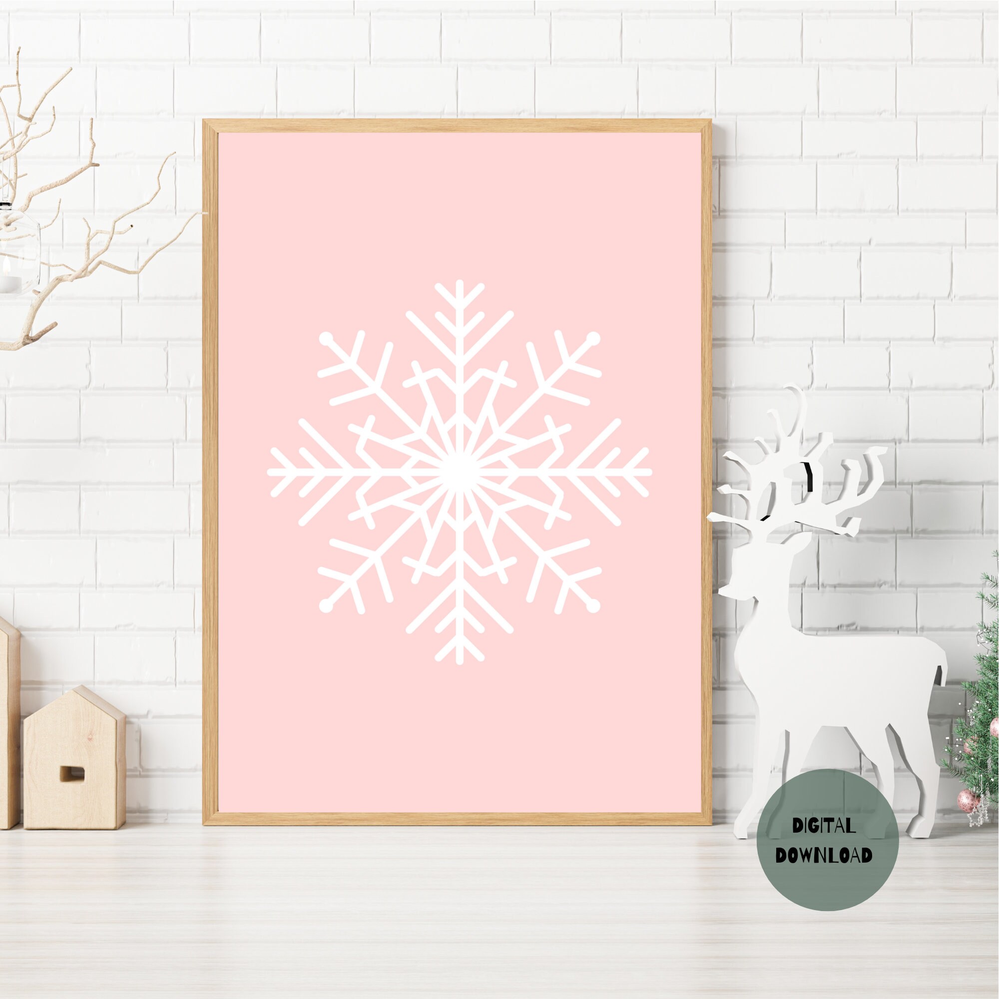 Pink Christmas Poster, Pink Christmas Decor, Retro Sign, Gallery Wall ...