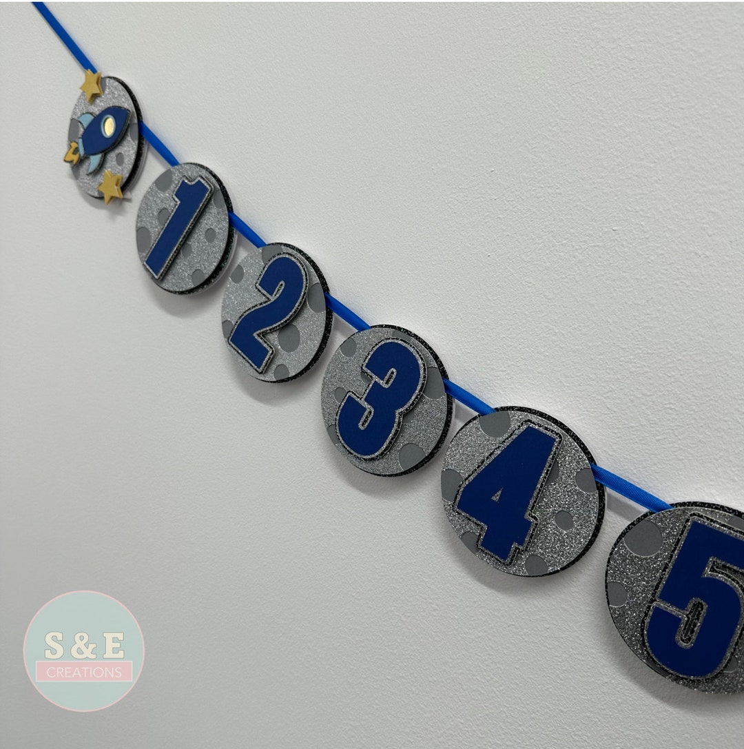 Space Milestone Banner | 1st Birthday Photo Bunting | 12 Month Photo ...