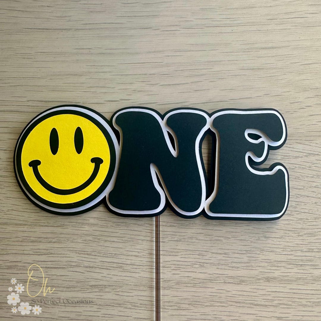 One Happy Dude Cake Topper | One Cool Dude | Smiley Face | Retro ...