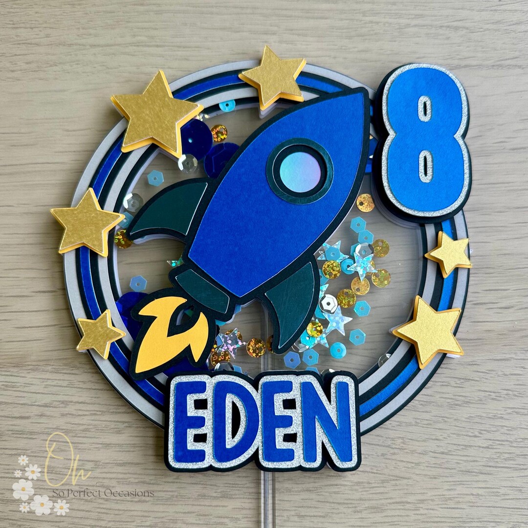 Space Shaker Cake Topper | Personalised Name and Age | Two the Moon ...