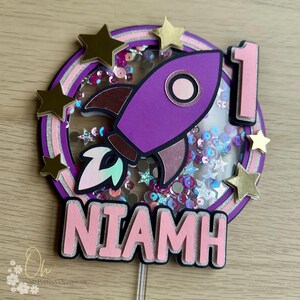 Space Shaker Cake Topper | Personalised Name and Age | Two the Moon ...