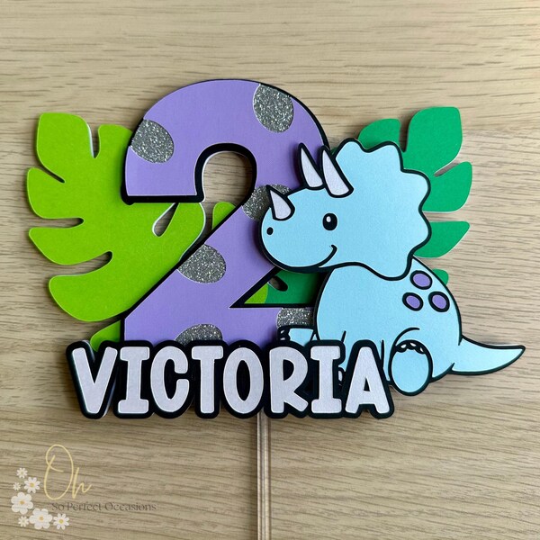 Girl Dinosaur Birthday Cake Topper - Etsy Canada