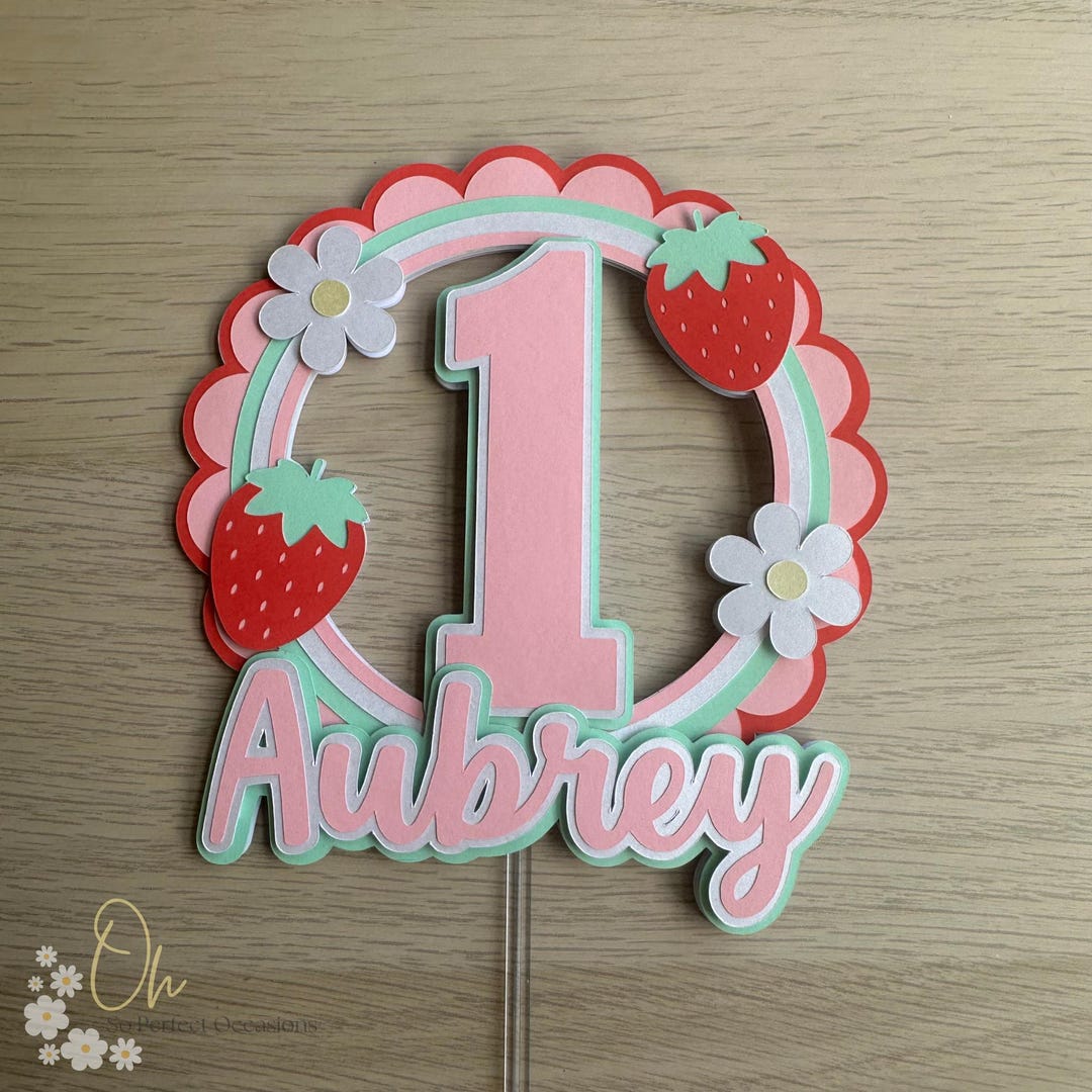 Strawberry Themed Cake Topper | Berry 1st Birthday | Strawberry Cake ...