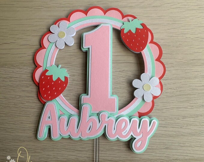 Strawberry Themed Cake Topper | Berry 1st Birthday | Strawberry Cake ...