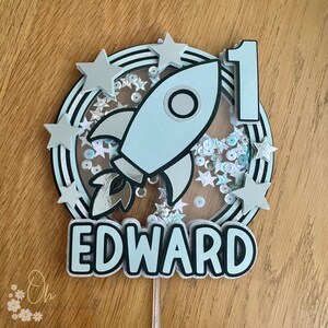 Space Shaker Cake Topper | Personalised Name and Age | Two the Moon ...