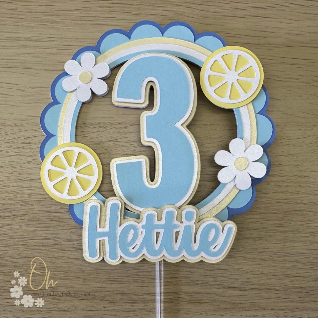 Lemon Themed Cake Topper | Lemon Cake Topper | Lemon | Blue | Yellow - Etsy