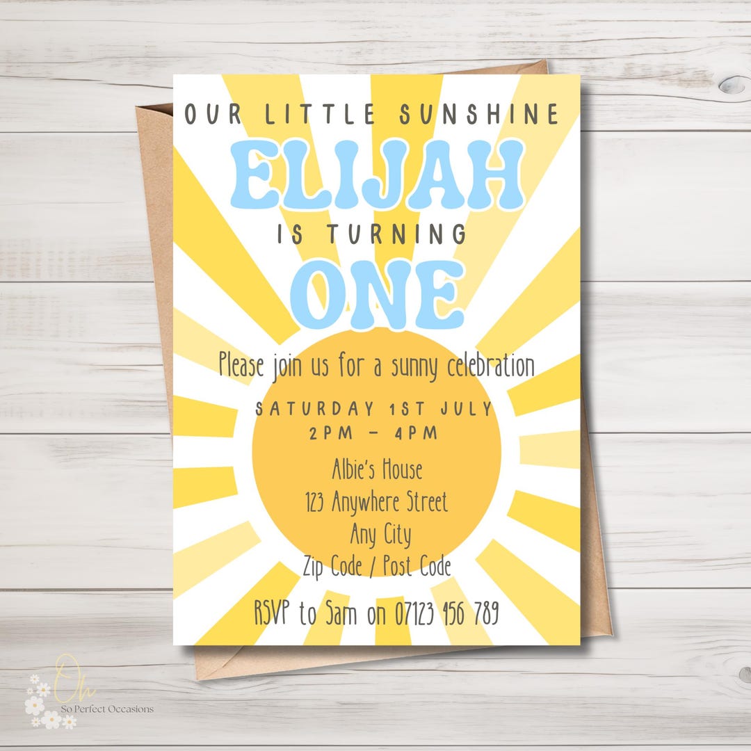 Little Sunshine Party Invitation | Printable Party Invite | Print at ...