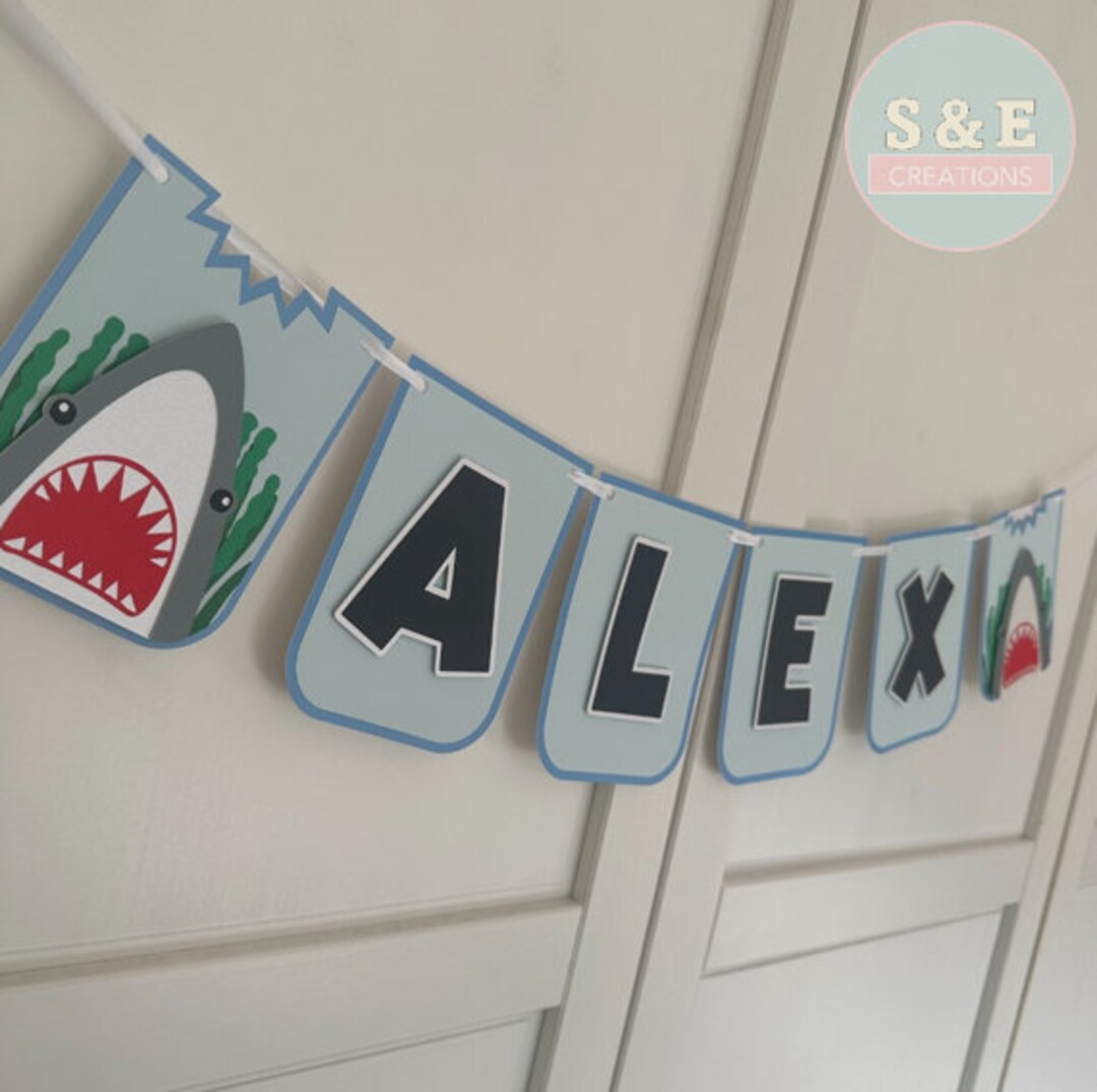 Shark Birthday Banner Shark Banner Shark Bunting Birthday Celebration ...