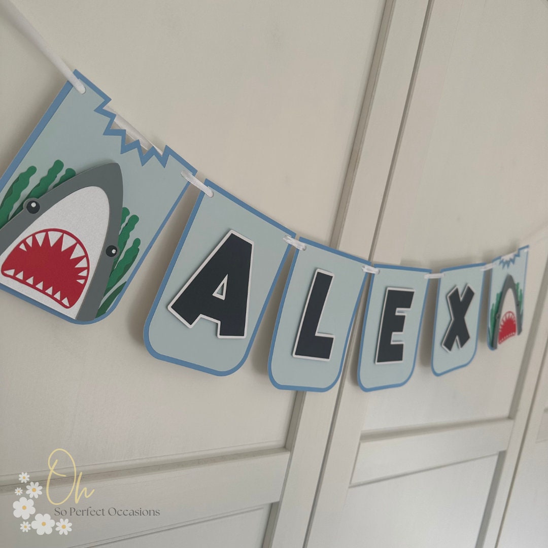 Shark Birthday Banner Shark Banner Shark Bunting Birthday Celebration ...