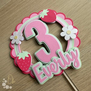 Strawberry Themed Cake Topper Berry 1st Birthday Strawberry Cake Topper ...