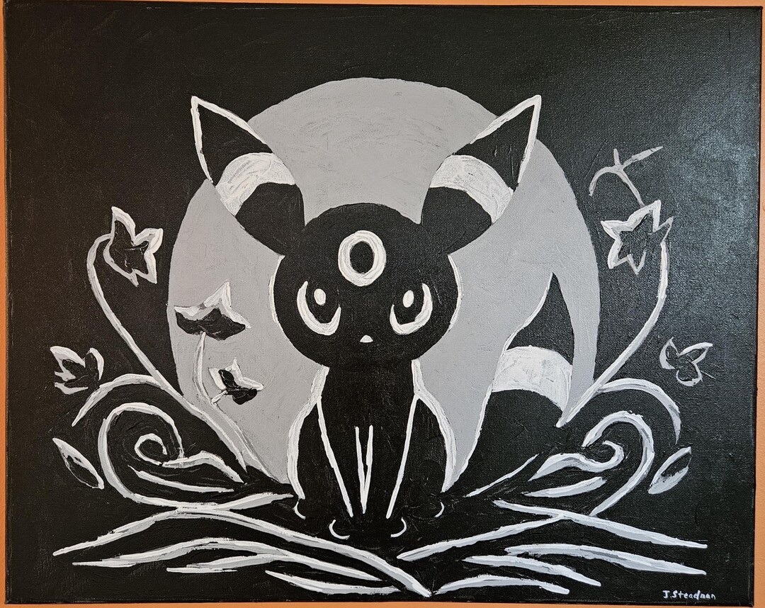 Umbreon Pokemon at Night. Original, Hand-painted Wall Art - Etsy