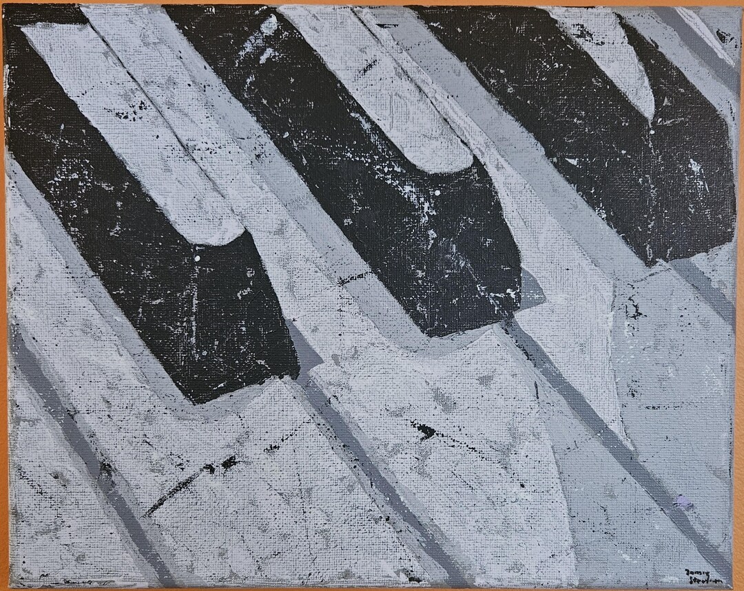 Monochromatic Keyboard Acrylic Painting. Original, Hand Made Wall Art ...