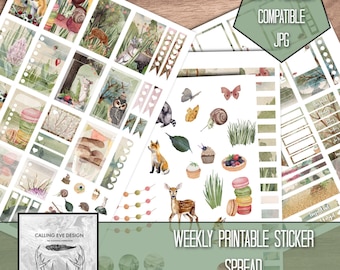 Woodland Animals Printable Sticker Kit | Weekly Planner Spread | Forest ...