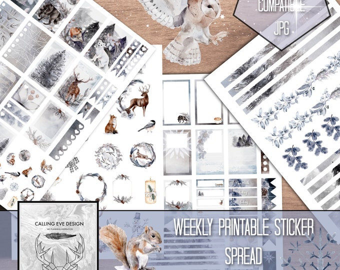 Woodland Animals Printable Planner Stickers | Cozy January Weekly ...