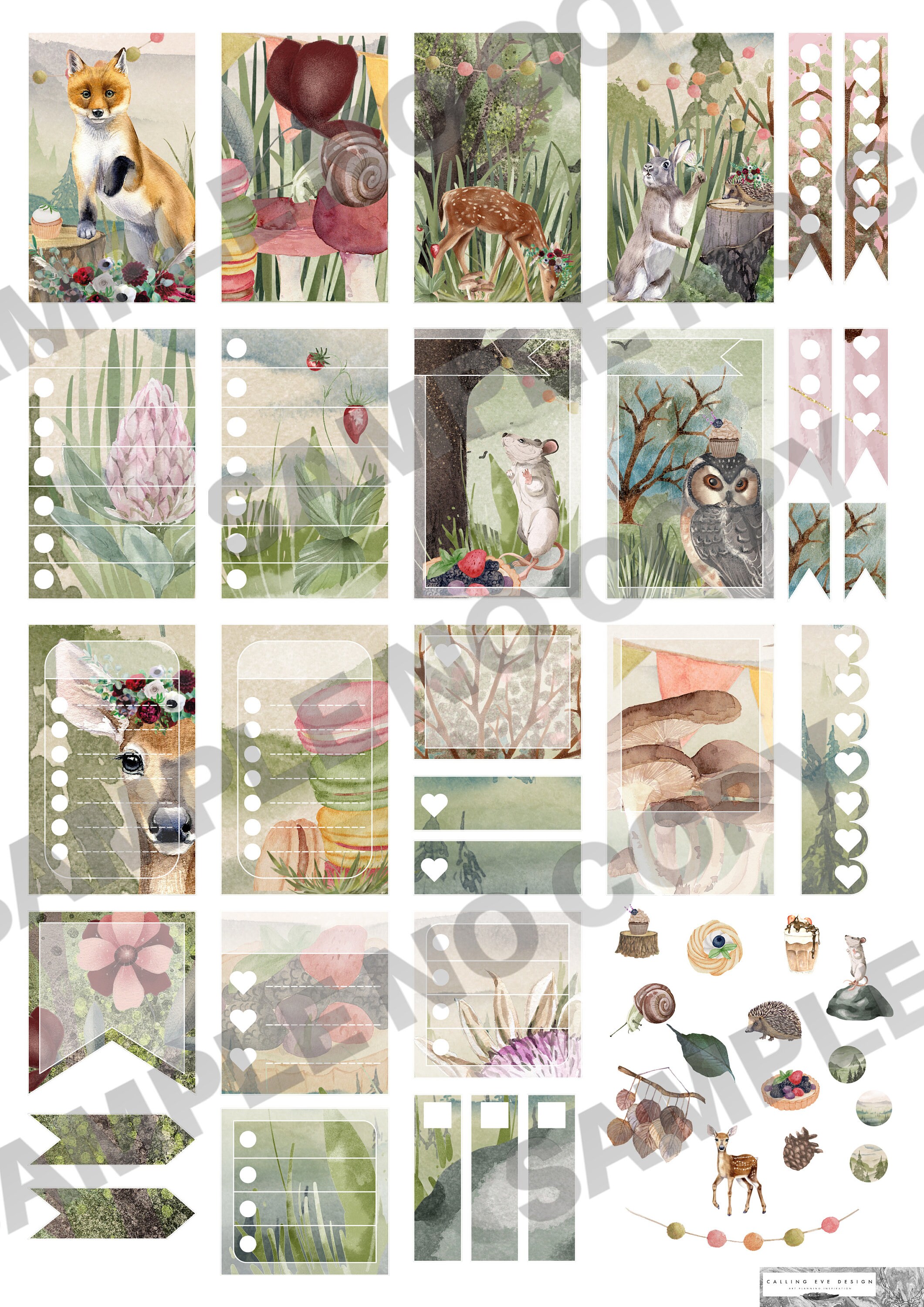 Woodland Animals Printable Sticker Kit | Weekly Planner Spread | Forest ...