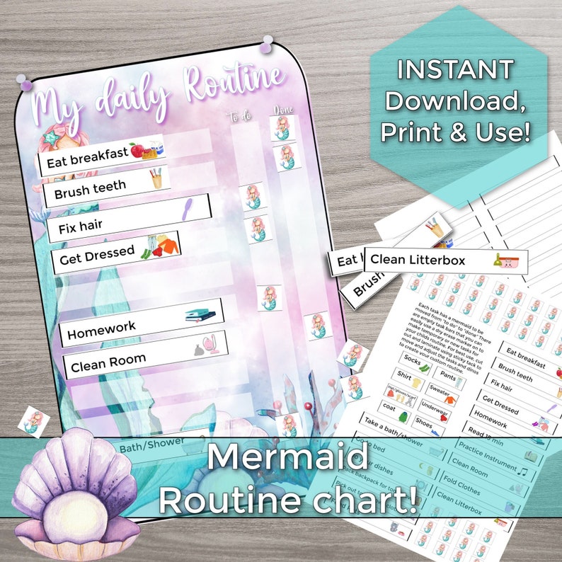 Kids Chore Chart - Printable - Mermaid Theme - Etsy