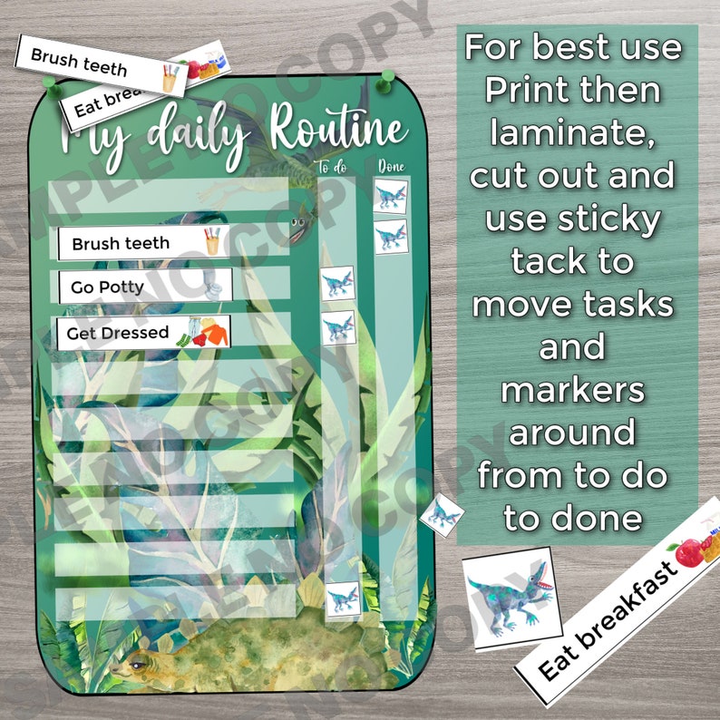 Kids Chore Chart Printable Dino Theme - Etsy