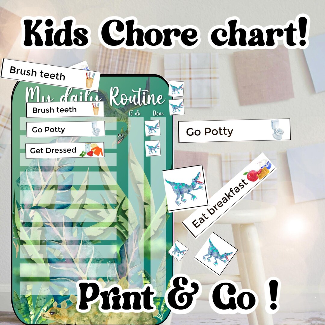Kids Chore Chart - Printable - Dino Theme - Etsy